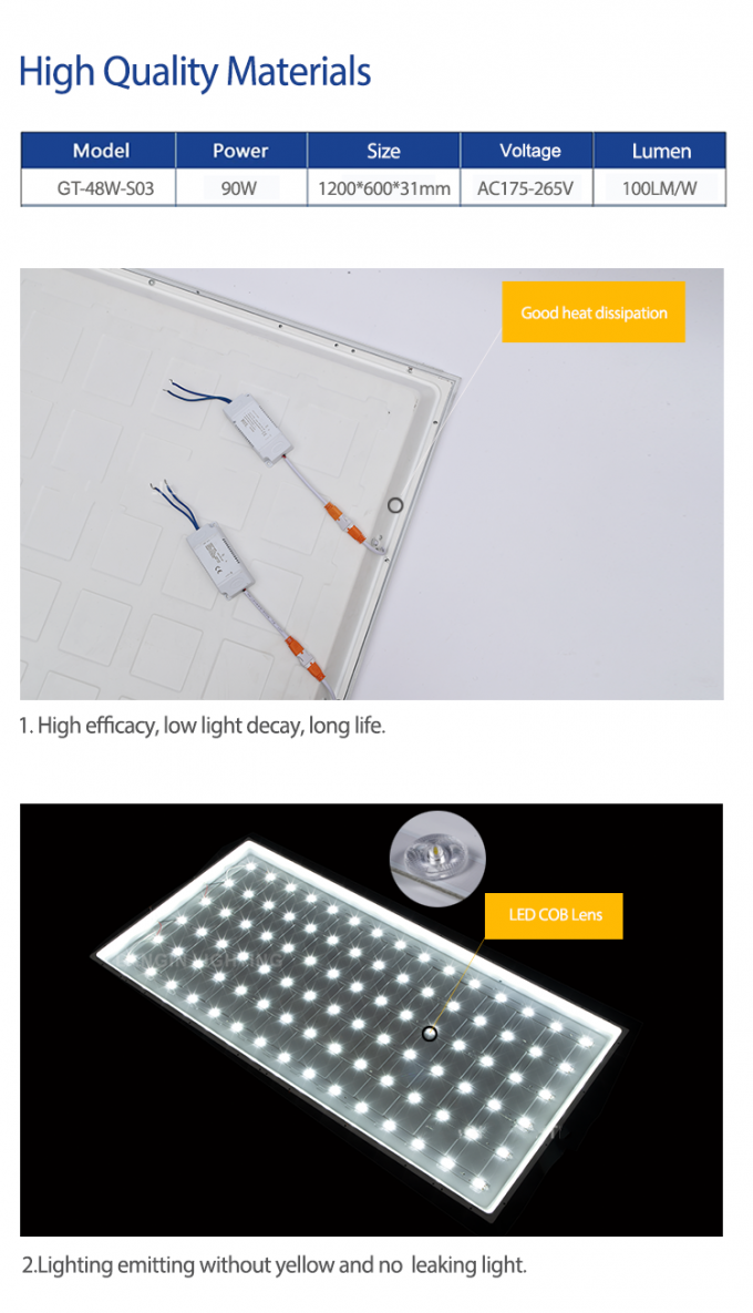 Office LED Panel Light 90W 1200x600mm With Color Temperature CCT 3000K ...